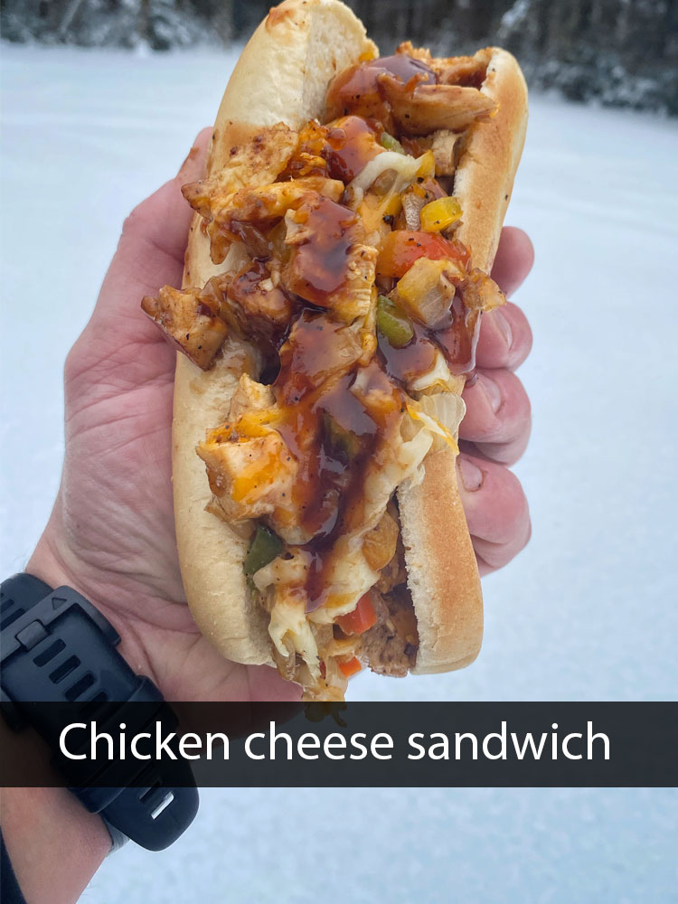 BBQ Chicken cheese sandwich on the griddle - Grill Hunters